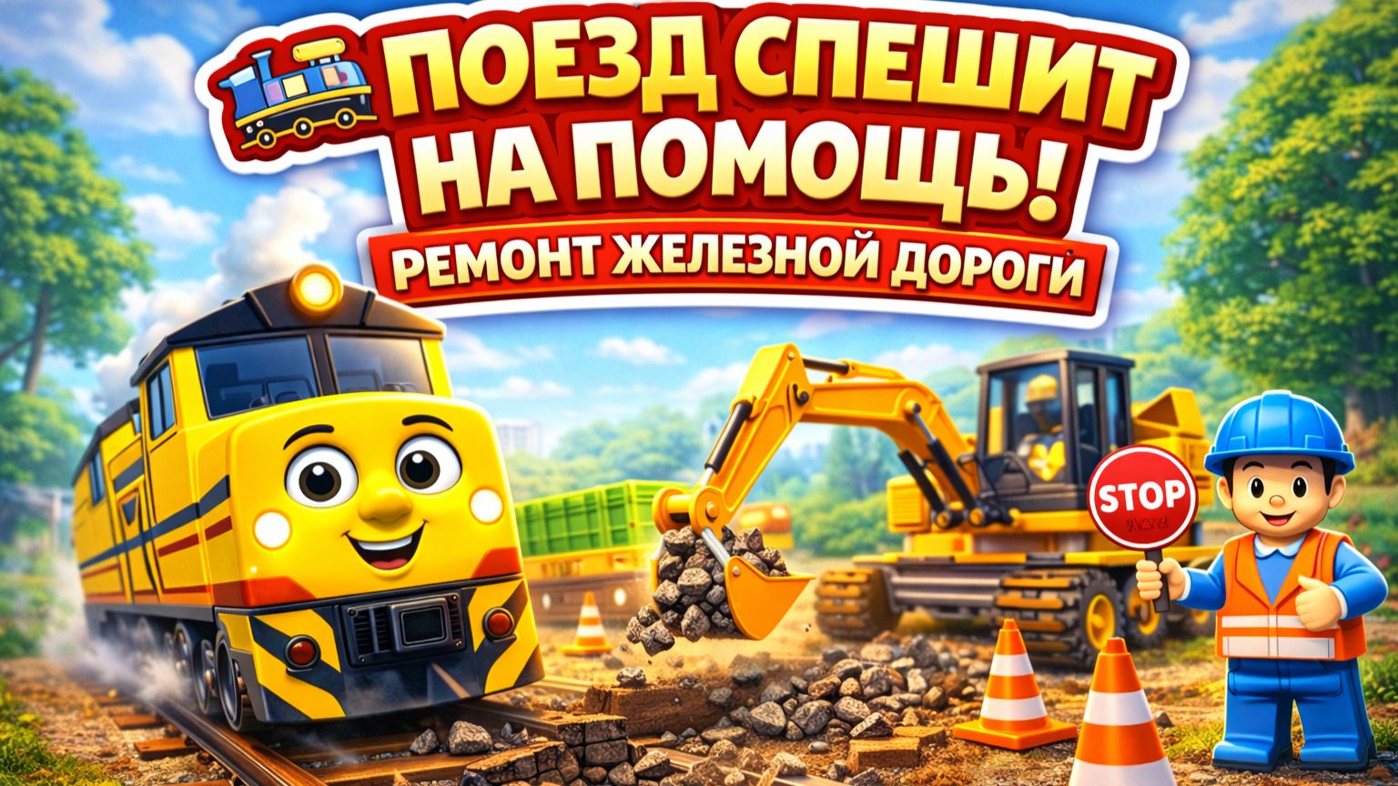 🚧 Поезд спешит на помощь! 🚂 Ремонт железной дороги и приключения паровозика | Мультик для детей