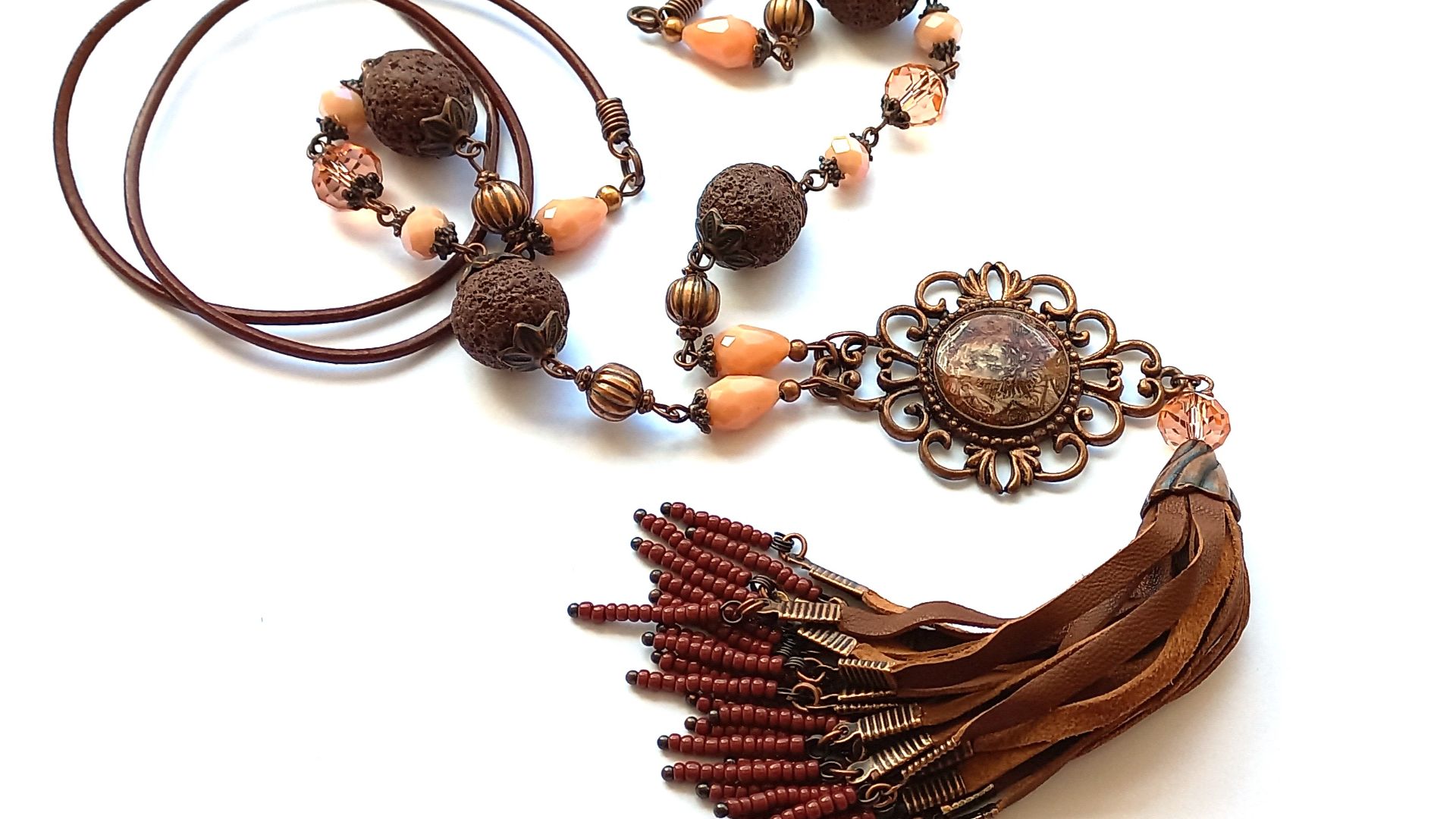 Коричнево-карамельный сотуар из натуральной кожи полимерной глины (2519)