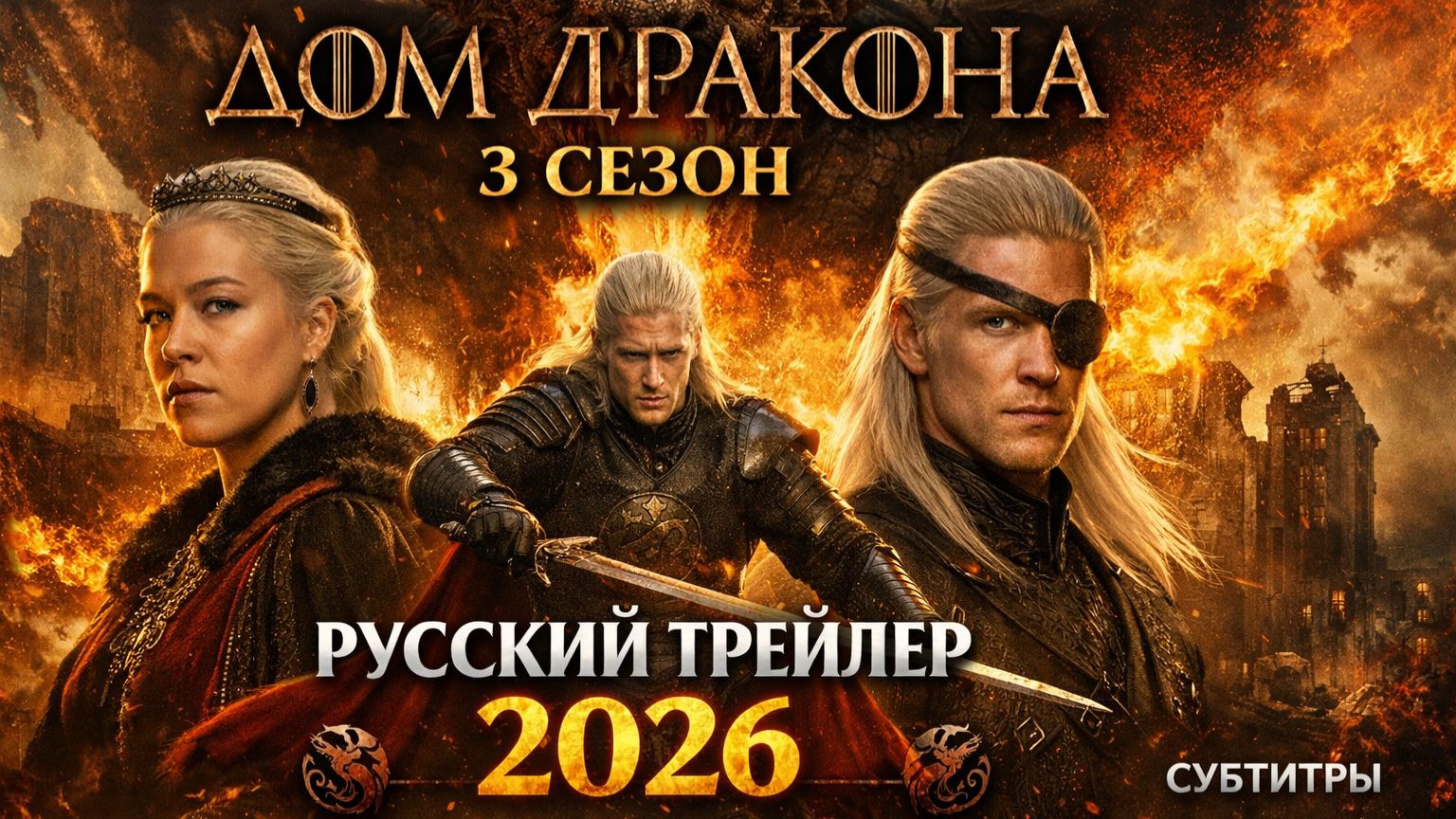🔥 Дом Дракона (3 сезон) — Русский трейлер (Субтитры, 2026)