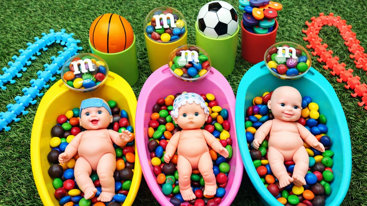 Мультики для девочек про куколки. Маленькие ванночки с яркими шариками. Смотреть мультики для детей