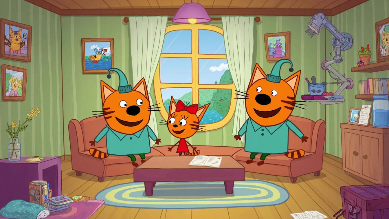 Три Кота - Мультик для детей / Три кота Делают скворечник после завтрака
