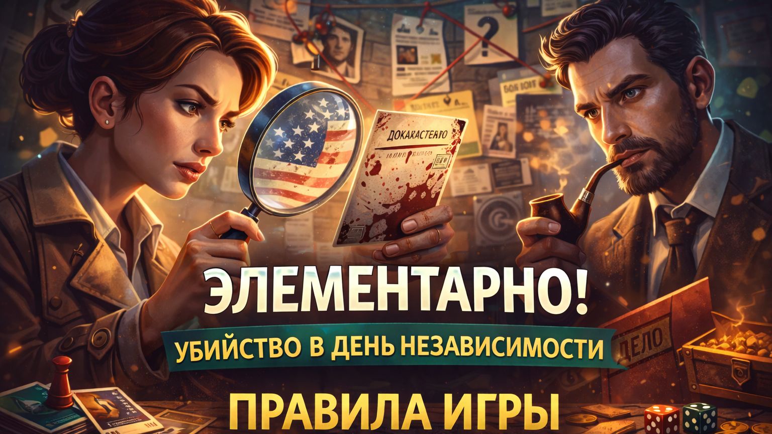 Элементарно! Убийство в День независимости: правила игры 🎲 Как играть | Детективная настольная игра