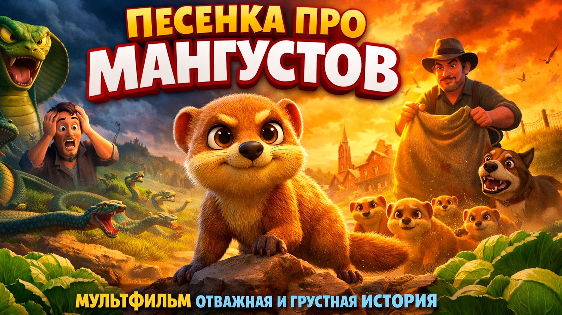ЗМЕИ КРУГОМ! 3D Мультфильм по песне В.С.Высоцкого «Песенка про мангустов»   (Song About Mongooses)