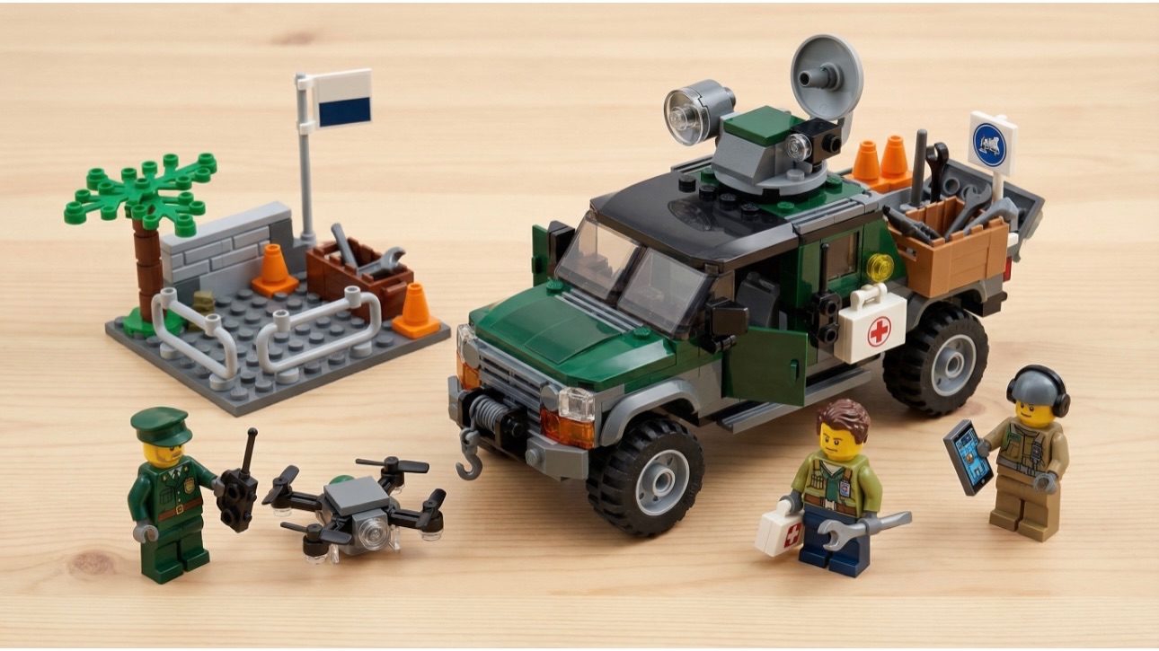 LEGO Стопмоушен ИИ | ЛЕГО Патрульный внедорожник и дрон разведчик
