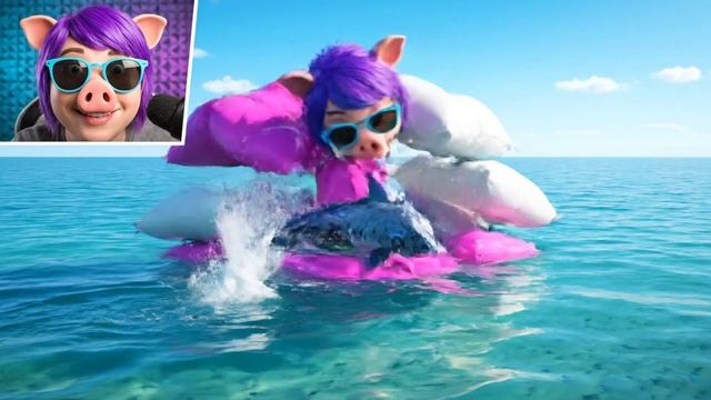 "Распаковка острова закончилась штормом! 🌊🐷"