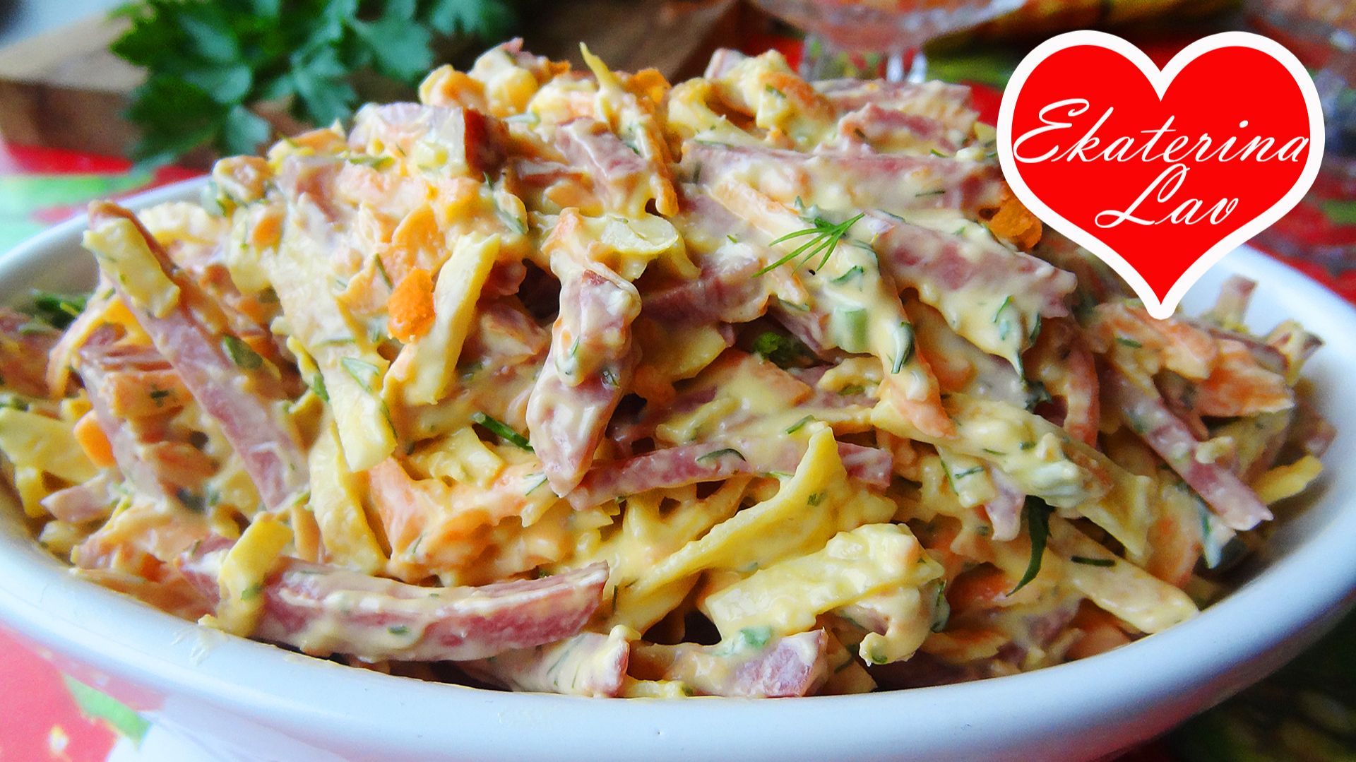 Быстрый САЛАТ "Обжорка" с яичными блинчиками и морковью! Салаты на праздничный стол! Рецепты!