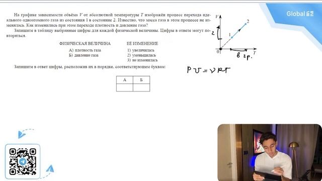 На графике зависимости объёма V от абсолютной температуры Т изображён процесс перехода - №24205