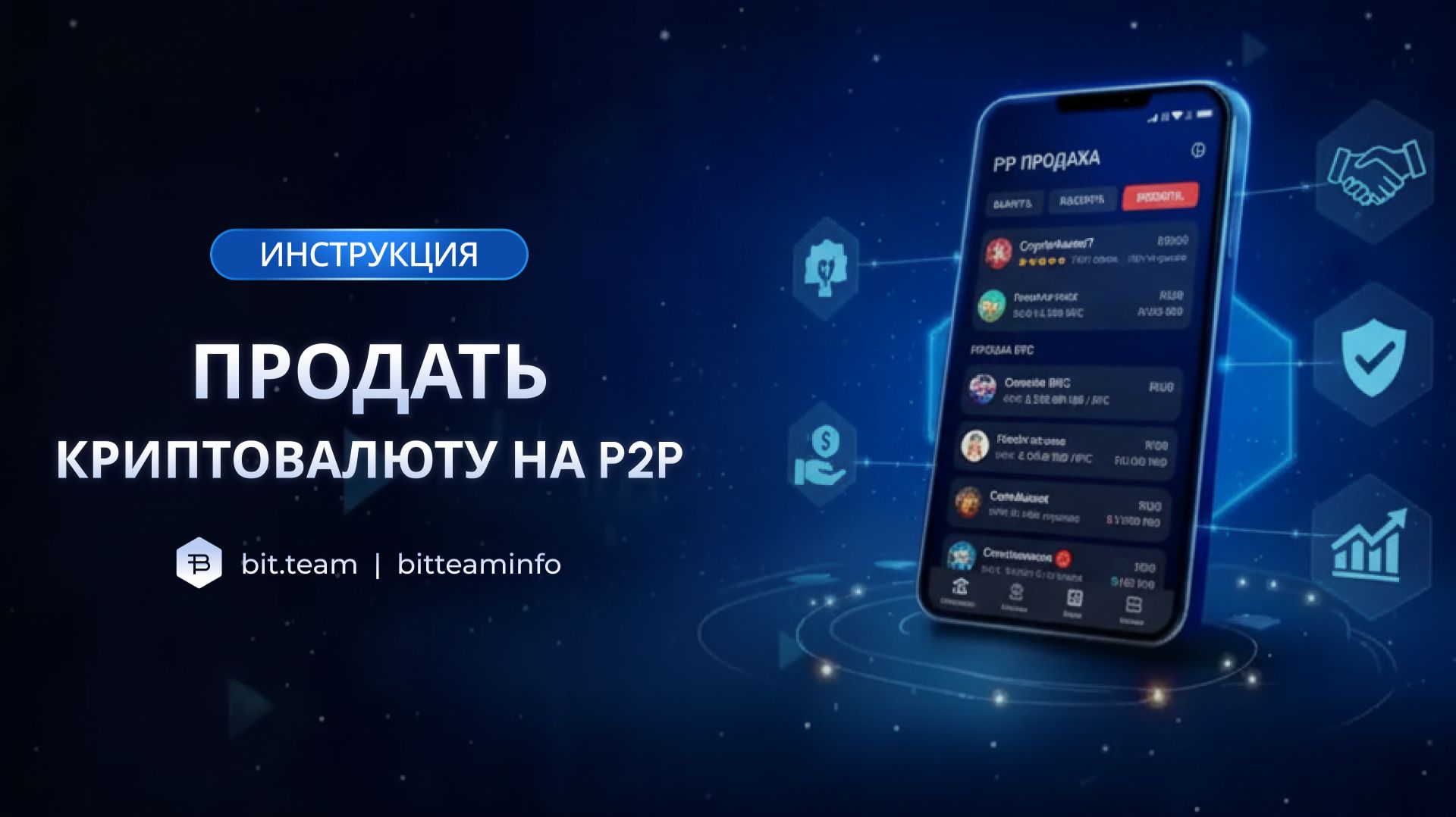 Как продать криптовалюту на P2P Bit.team — пошагово от заявки до перевода