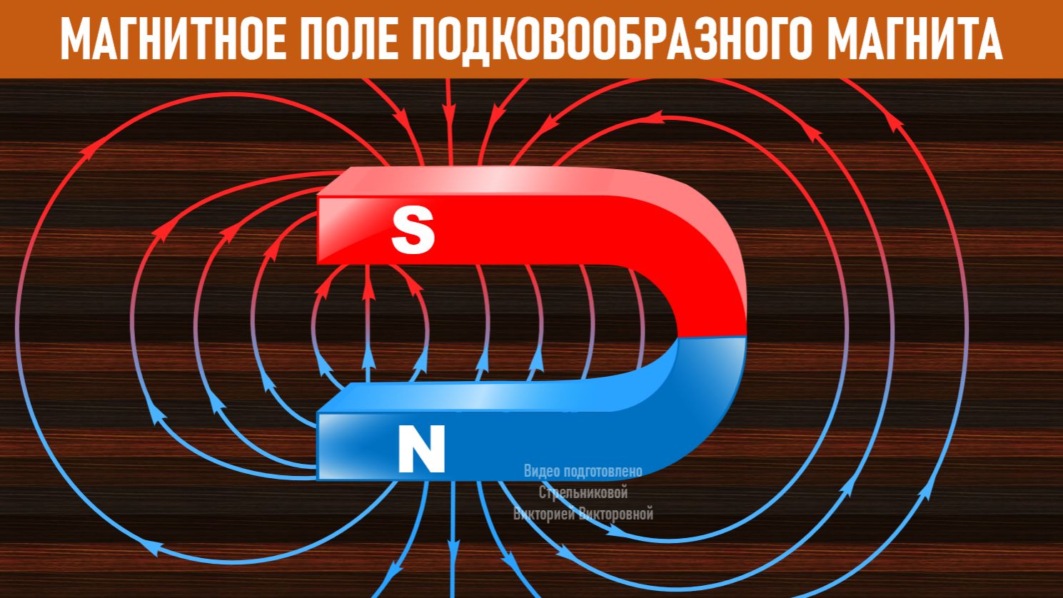 Анимация по физике. Магнитное поле подковообразного магнита.