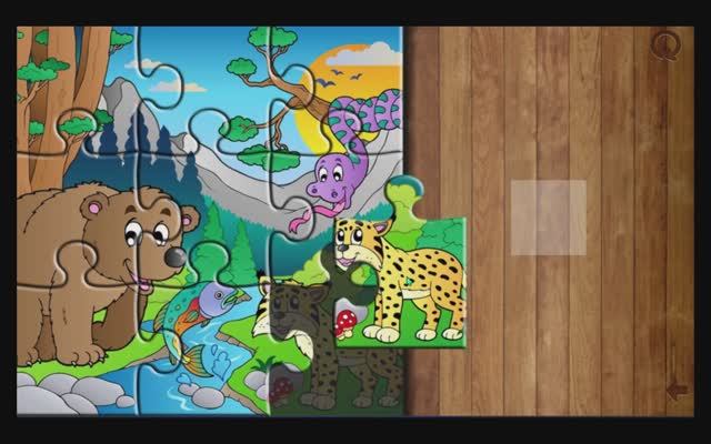 Игра с веселыми животными на детских пазлах