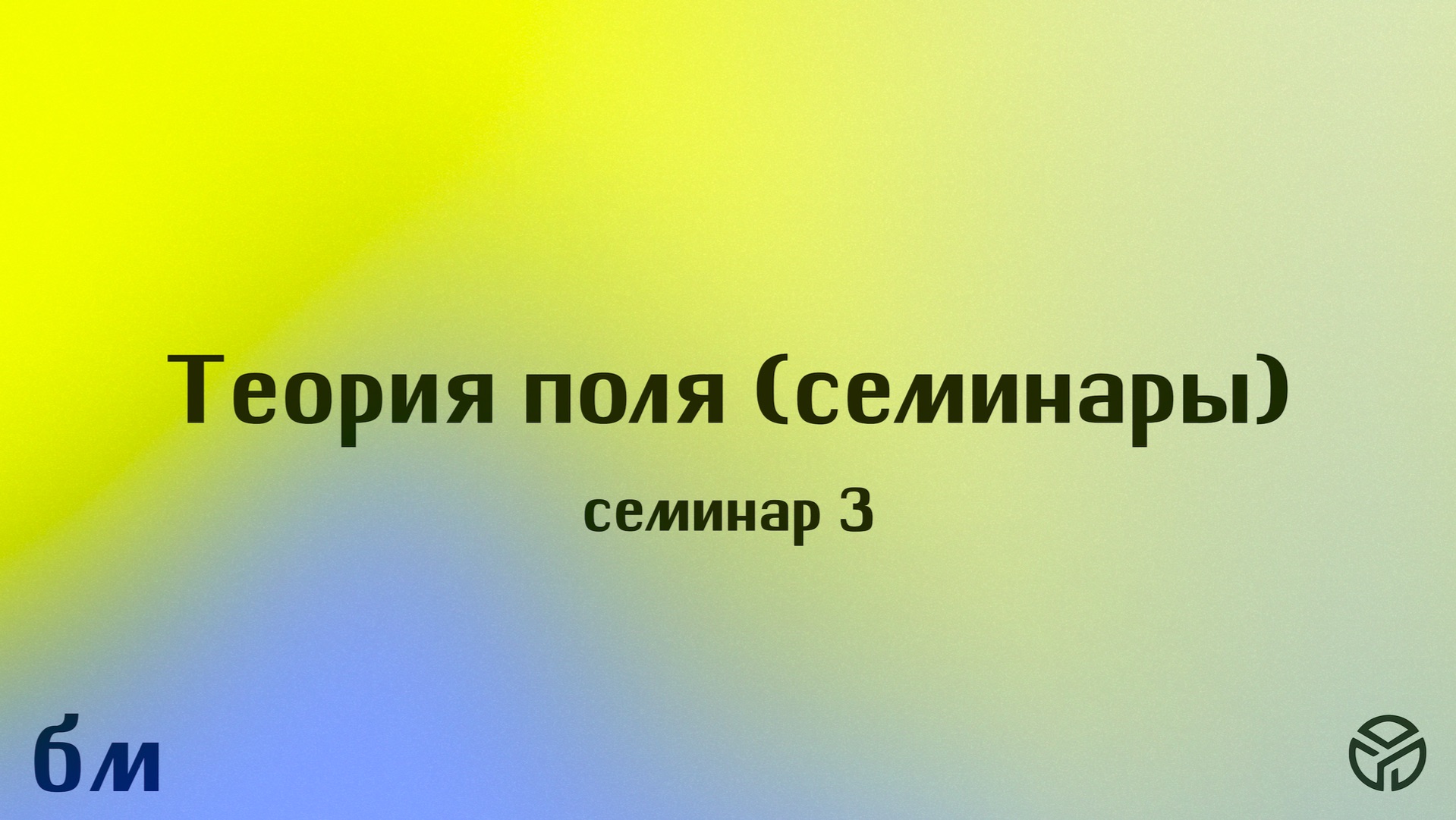 Теория поля семинар 3 Черноусов Игорь Владимирович 20 февраля 2026