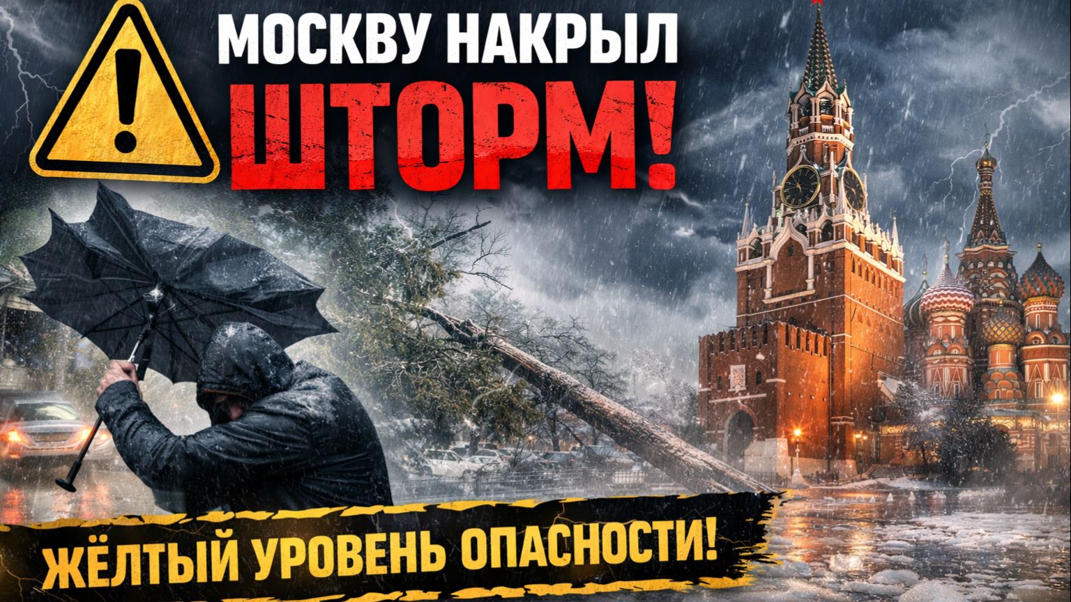 ⚠️ ВНИМАНИЕ! В Москве объявлен «жёлтый» уровень погодной опасности!