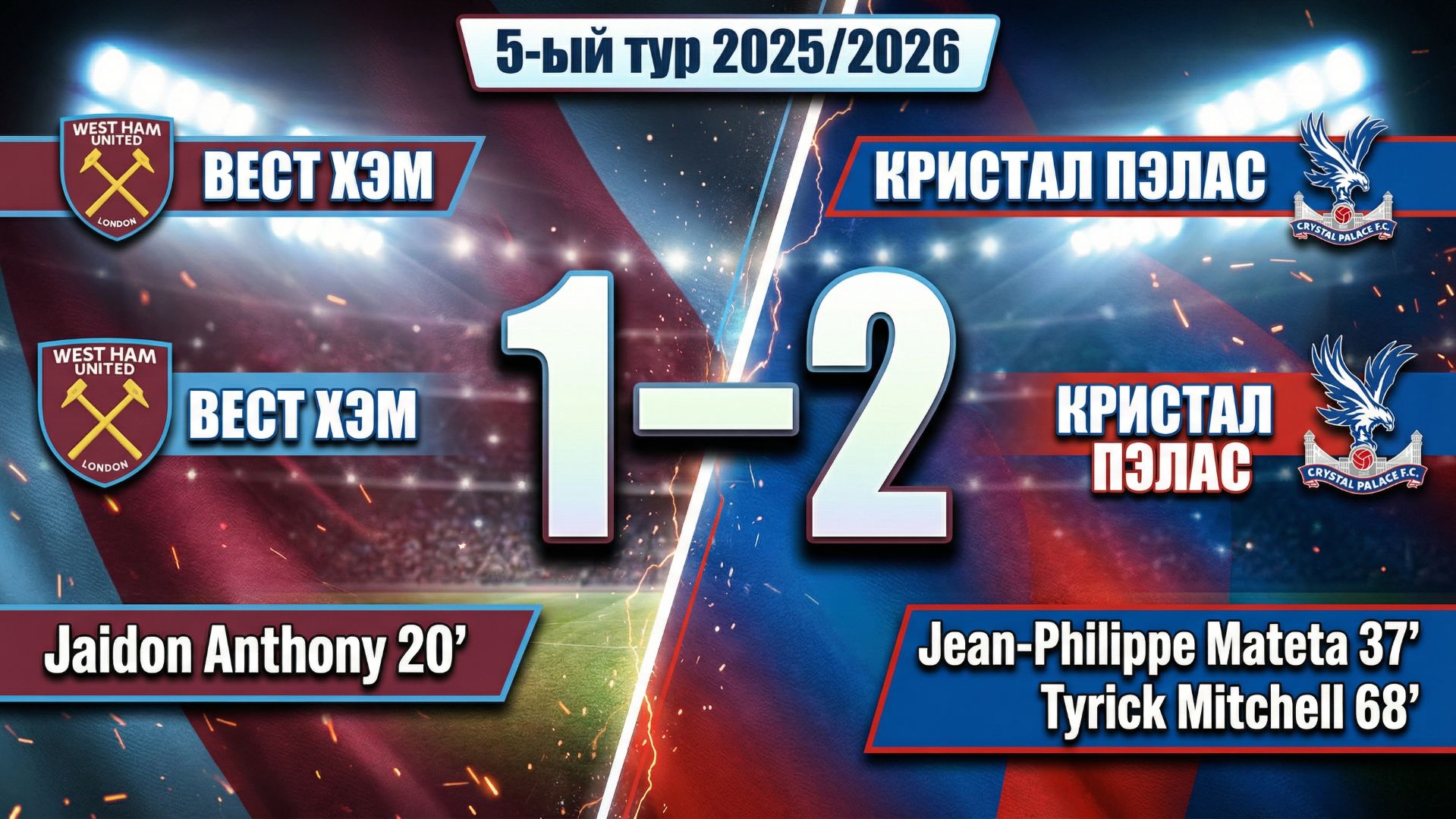 ГОЛЫ ВЕСТ ХЭМ - НОТТИНГЕМ ФОРЕСТ // 5-ЫЙ ТУР АПЛ 25/26