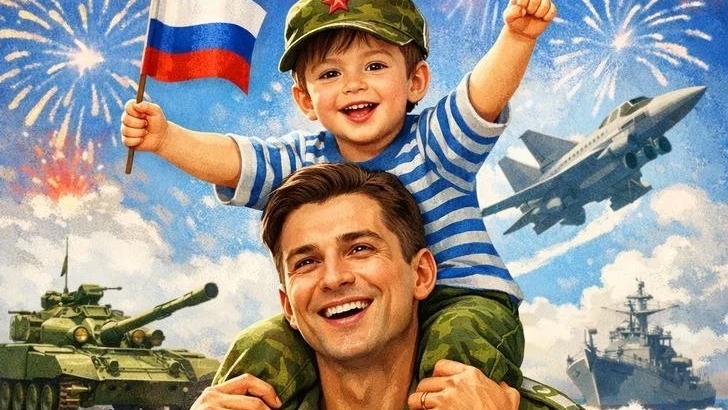 Подвиг во имя Родины. С днём защитника отечества. Роскошная музыкальная открытка.