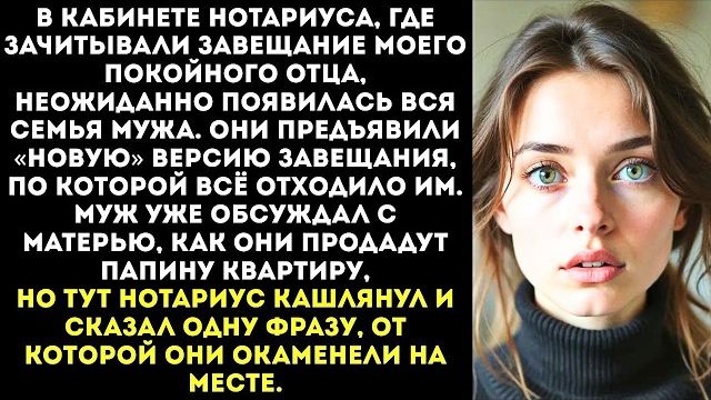 «Семья мужа пришла на чтение завещания моего отца, чтобы забрать всё себе» Слушать рассказы из жизни