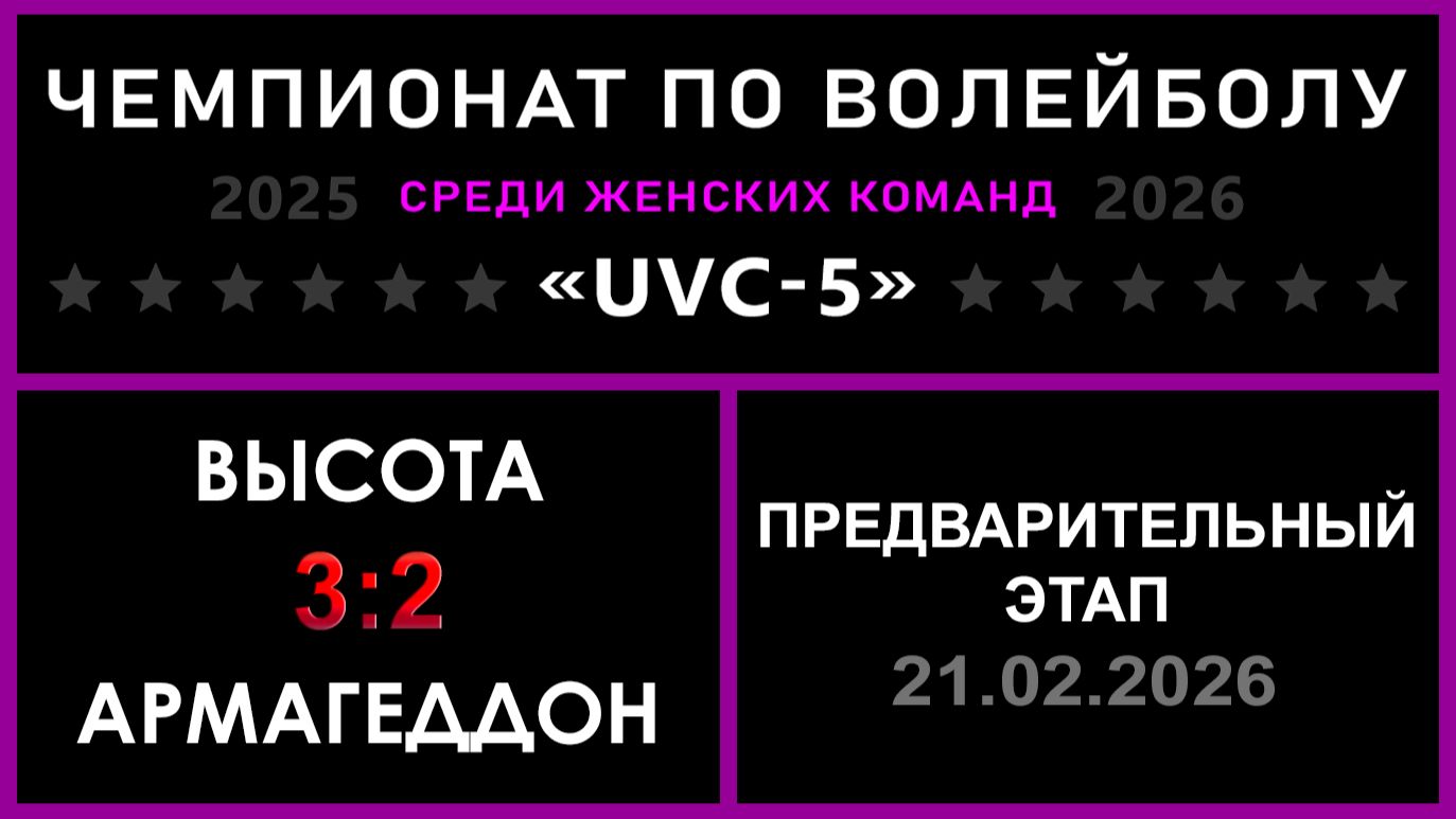 Высота - Армагеддон, UVC-5 (Девушки) - Предварительный этап