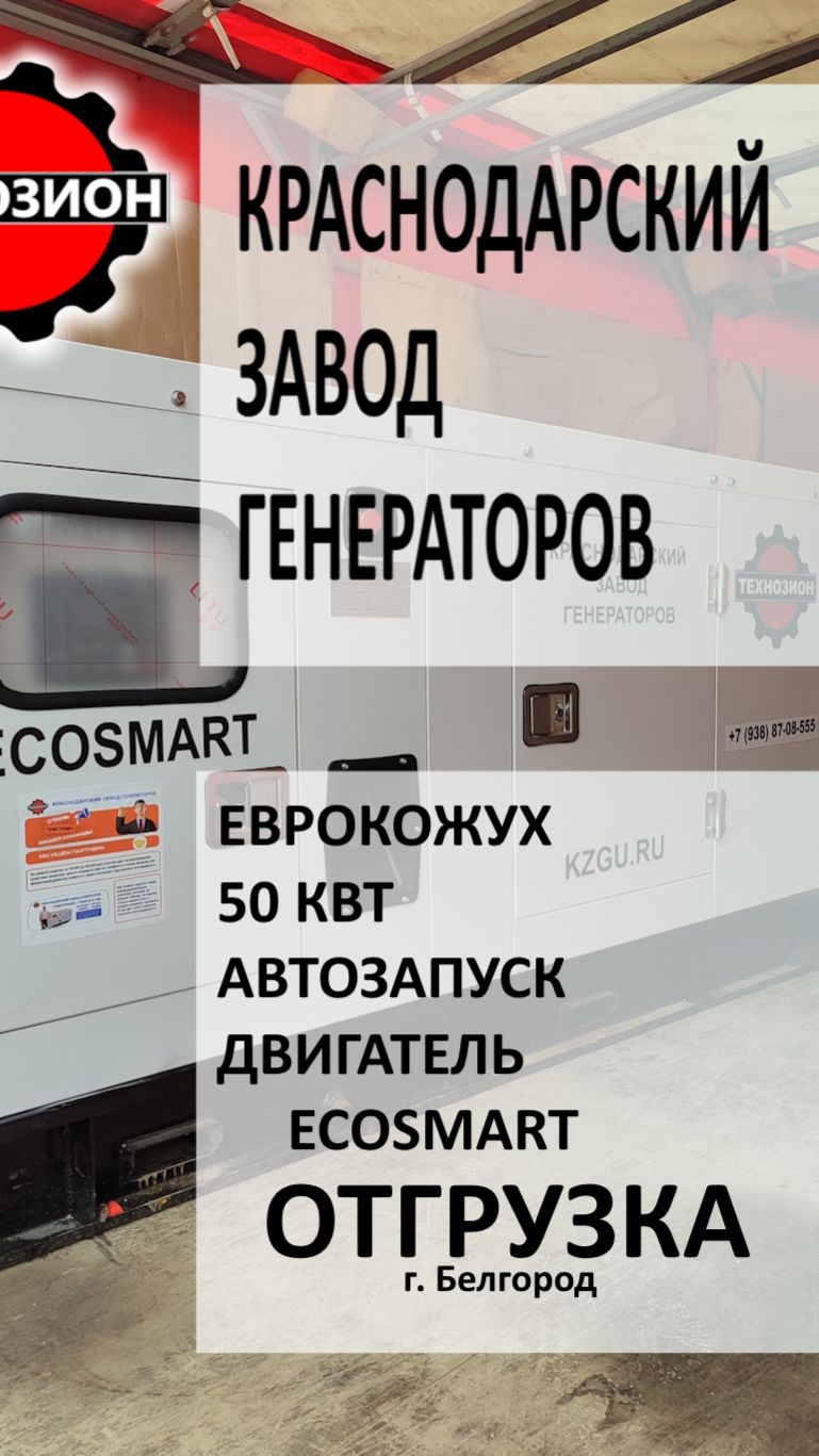 Дизельный генератор "Технозион" 50 кВт ECOSMART в еврокожухе с АВР для нужд фабрики в г. Белгород