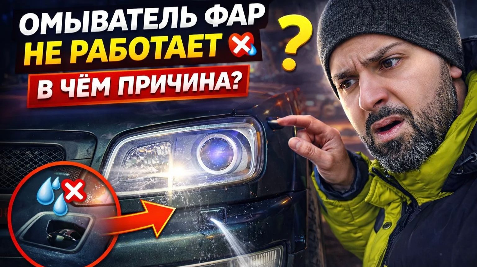 Омыватель фар вышел из строя. В чём была причина?