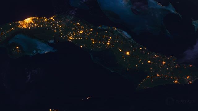 Бесплатное видео футаж, Куба, Латинская Центральная Америка. Вид из Космоса с Орбиты. Ночной Глобус
