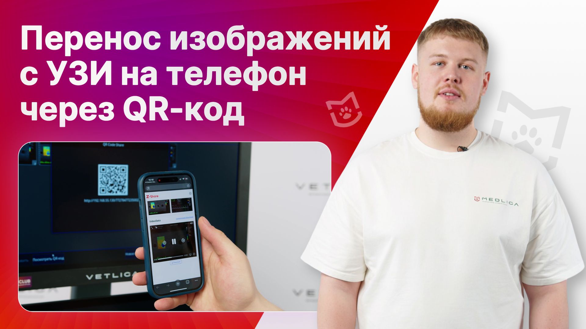 Как передать изображение с УЗИ аппарата VETLIGA на телефон через QR-код?