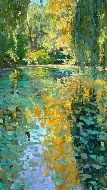 Пруд, окружённый густой зеленью (картина #1076) / Арт-студия Нормова