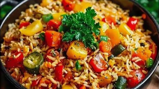 Плов овощной с баклажанами.