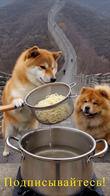 Собаки готовят еду на Великой Китайской стене