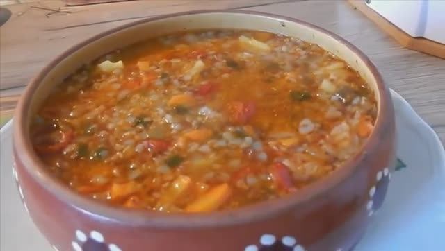 Постный суп готовим в духовке..Очень вкусный получился.