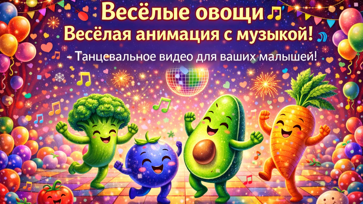 Овощная дискотека для малышей! 🍅🕺 Анимация где устроили настоящий танцевальный праздник! 🥒🎶