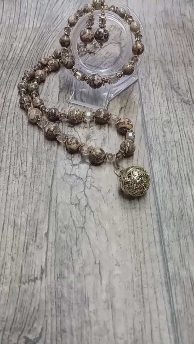 «САВАННА» комплект украшений из леопардовой яшмы