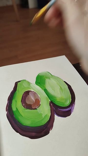 Рисуем авокадо гуашью