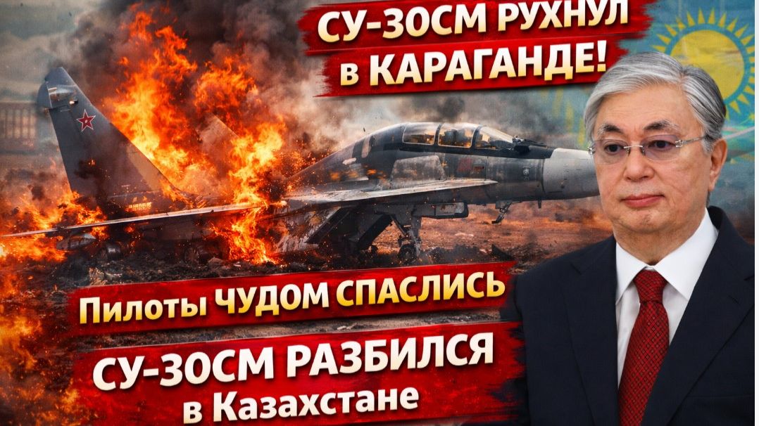 СУ-30СМ РУХНУЛ В КАРАГАНДЕ! Пилоты ЧУДОМ СПАСЛИСЬ СУ-30СМ РАЗБИЛСЯ в Казахстане