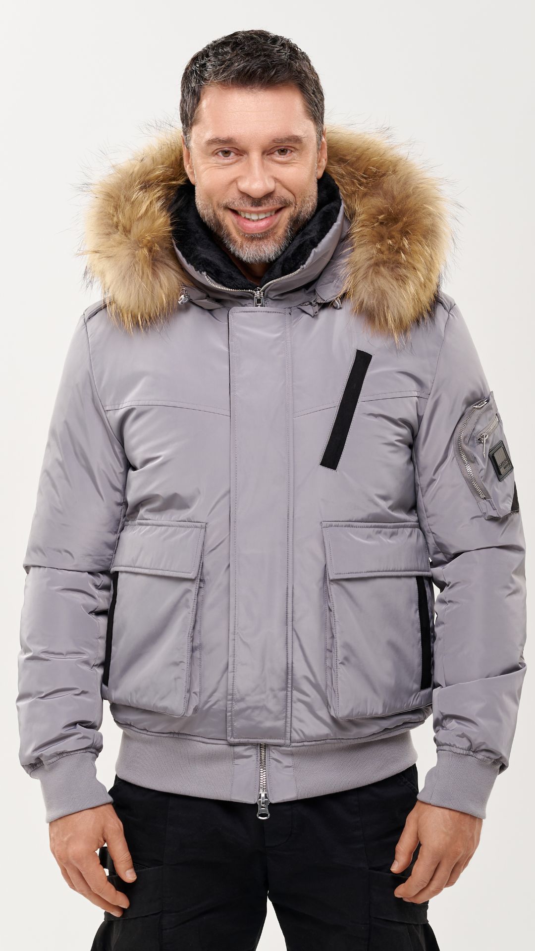 Бомбер зимний SCANNDI DM19029 (светло-серый)