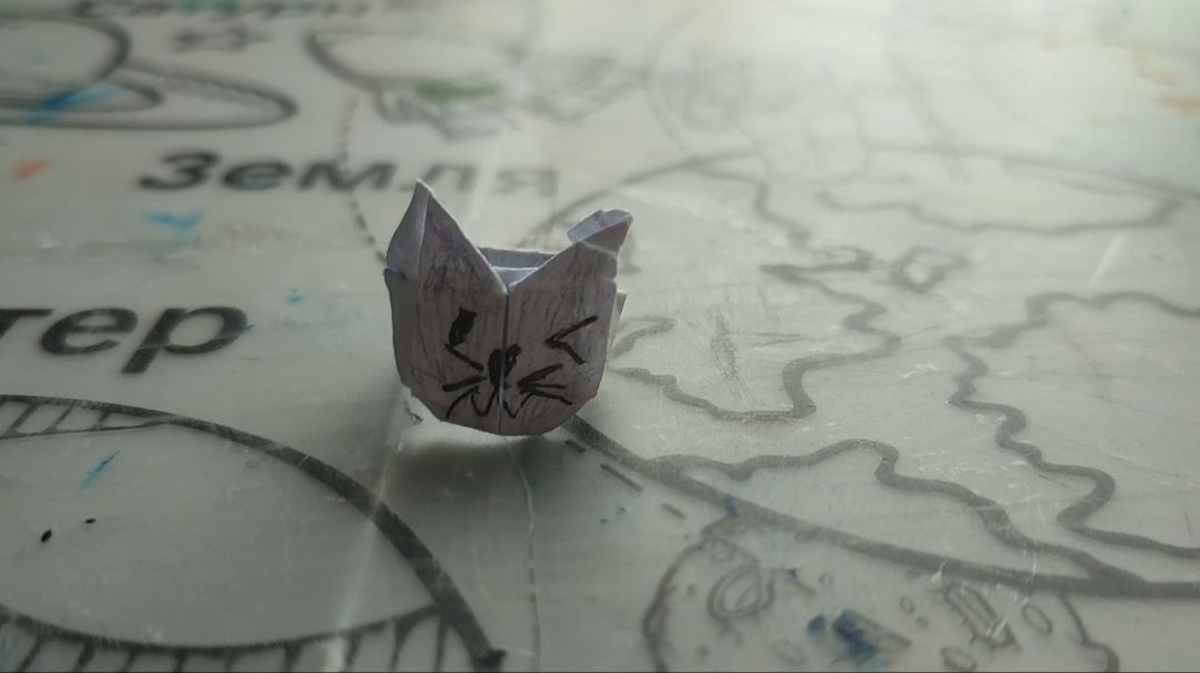 Кольцо с котиком оригами