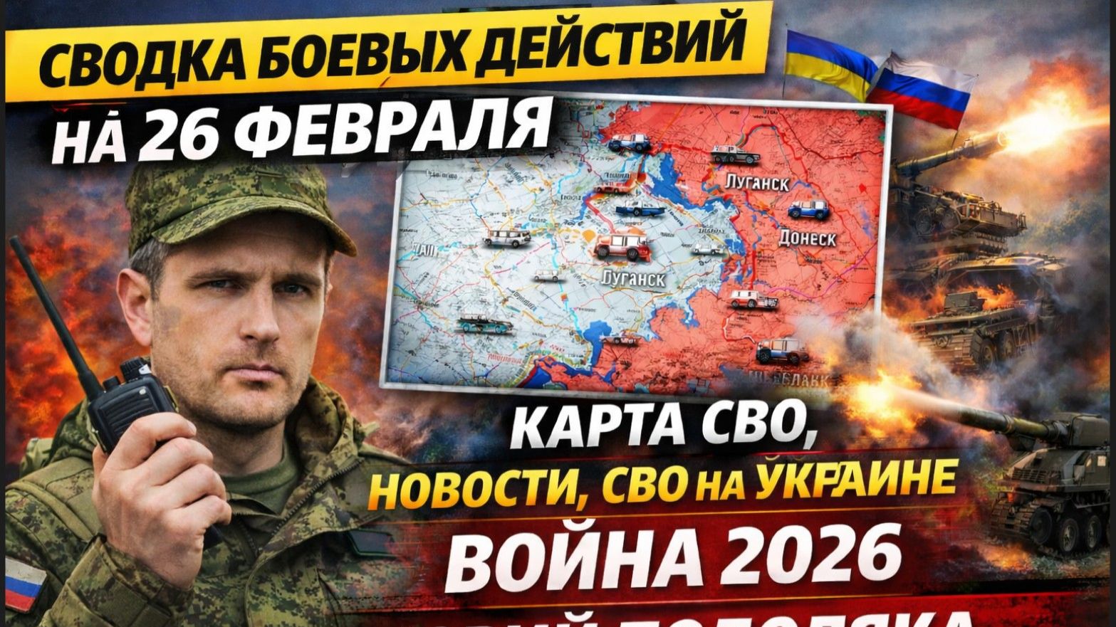 СВОДКА БОЕВЫХ ДЕЙСТВИЙ НА 26 ФЕВРАЛЯ, КАРТА СВО, НОВОСТИ, СВО НА УКРАИНЕ ВОЙНА 2026 ЮРИЙ ПОДОЛЯКА