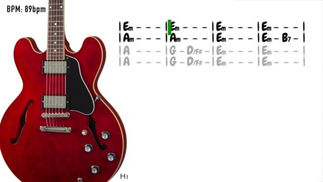 Biker Blues Rock Guitar Backing Track in Em