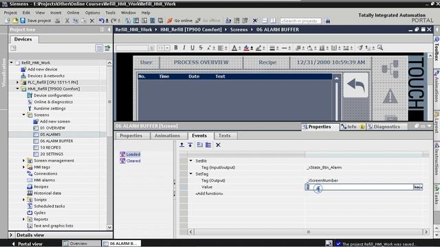 17. Обработка аварийных сигналов. Экран с архивом аварийных сигналов