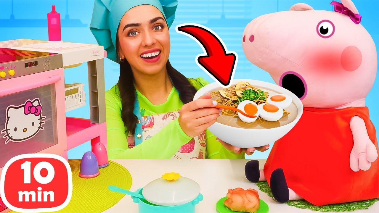 Готовлю игрушкам – Куриный бульон и трубочки для Свинки Пеппы 🍲 Готовим игрушечную еду