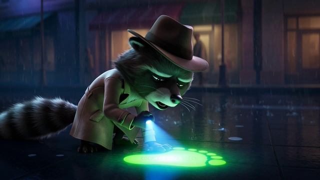 🦝🔍 Енот-детектив и неоновая улика 😱