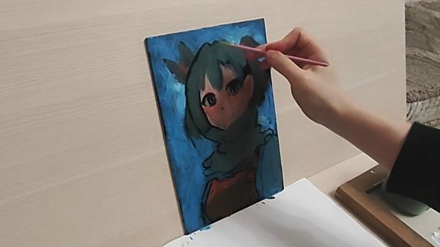 Аниме портрет девушки Акриловая живопись