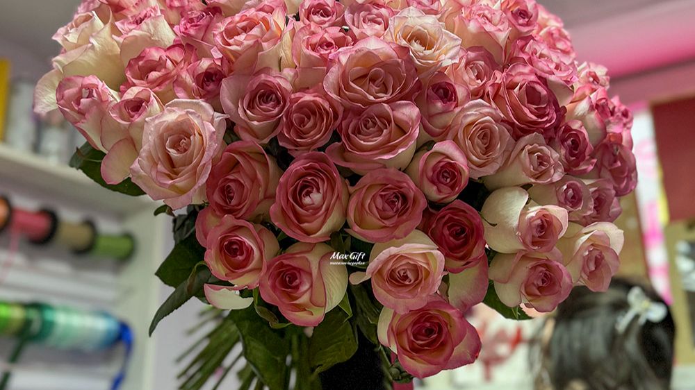 Монобукет из 101 розовой розы