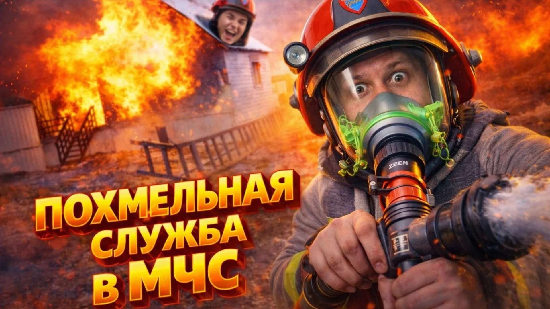 Похмельная служба в МЧС с тошнотой в маске и трясущейся лестницей