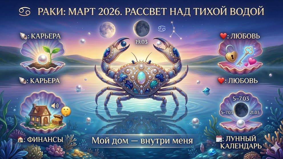 РАК — Гороскоп на март 2026: Время довериться интуиции и найти путь домой