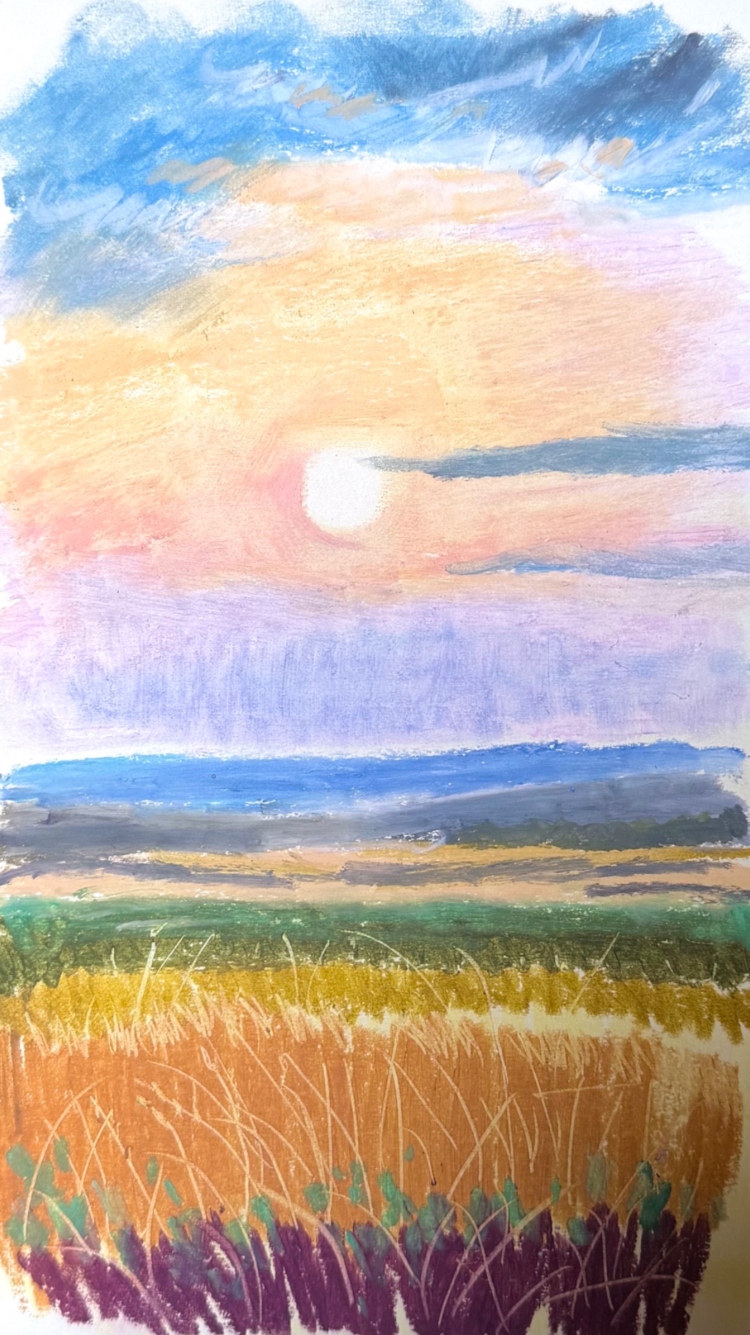 Нарисуем летний пейзаж масляной пастелью