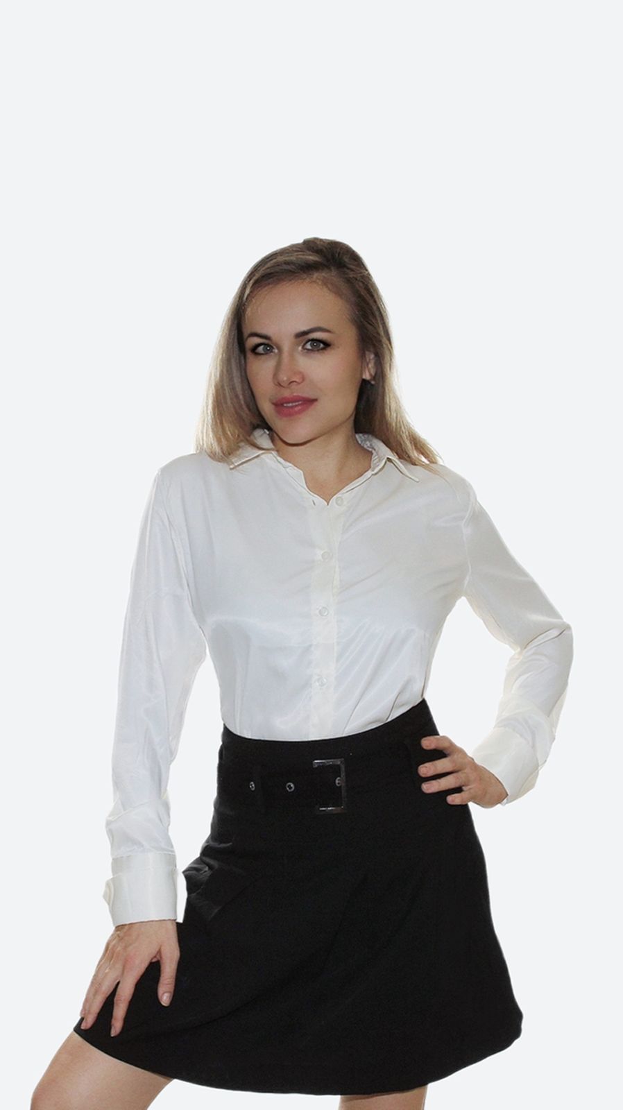 Женская смарт-кэжуал рубашка "Бело-кремовый шик"