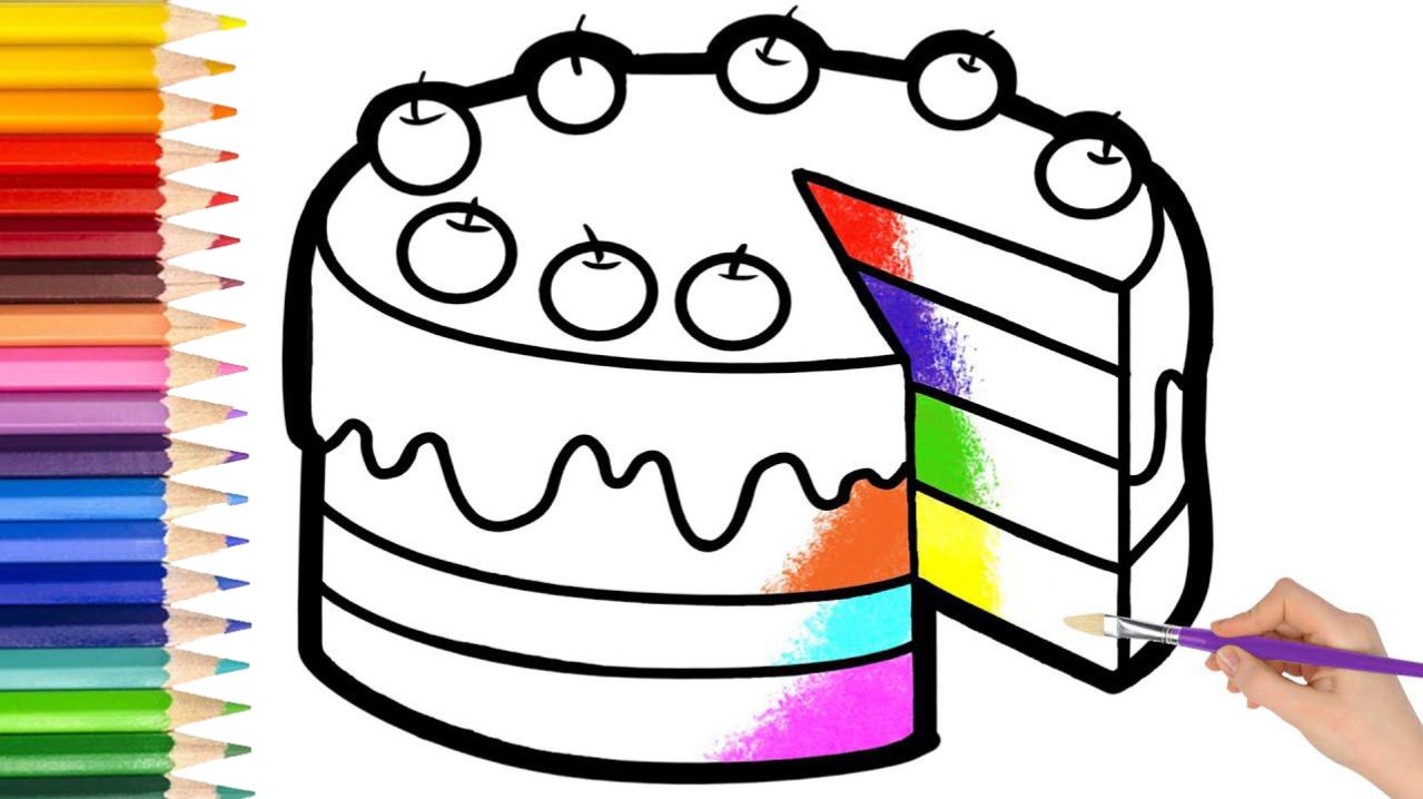 мультик для детей-Как нарисовать ТОРТ для детей/Рисование ТОРТА для детей