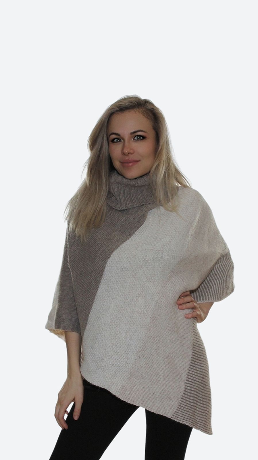 Женская коричнево-бежевая туника из шерсти