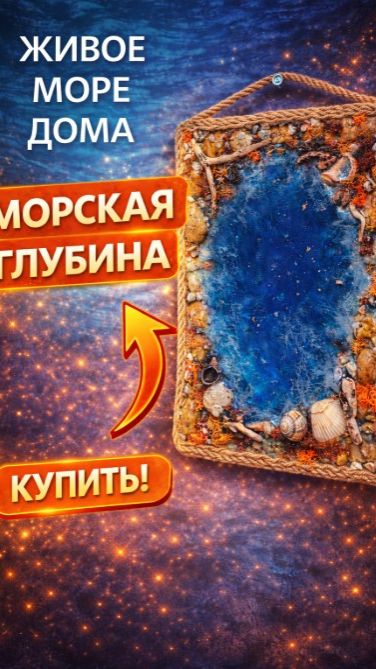 Авторское  Панно «Морская глубина» в технике дрифтвуд и resin art