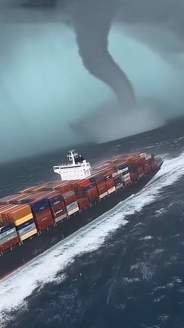 Контейнеровоз попал в шторм