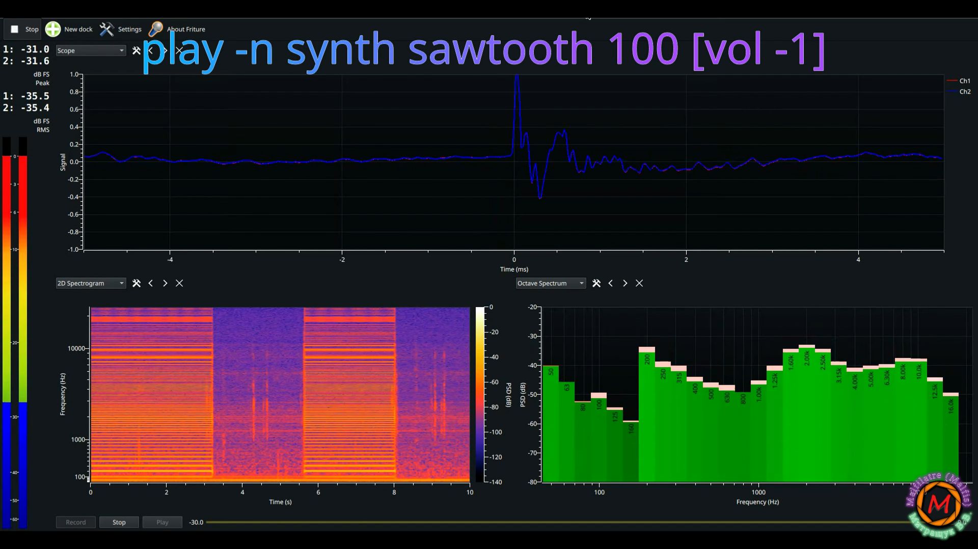Проверка полярности динамика без батарейки: Friture и SoX play в Debian. Безопасно для ВЧ твиттеров!